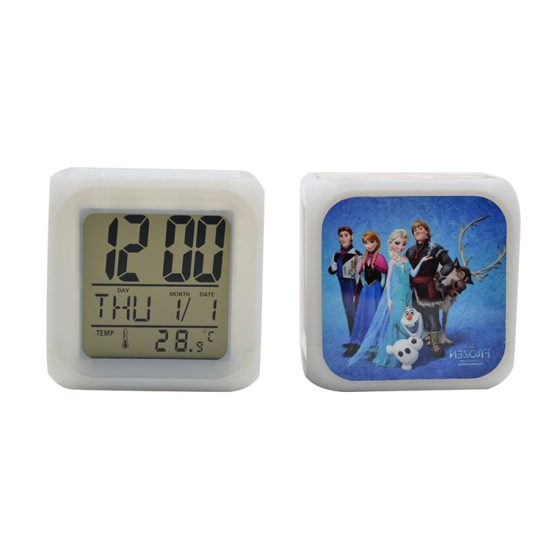 Desktop Cube Design Digital Sublimation Clock -LED Glowing with 7 Colo ...