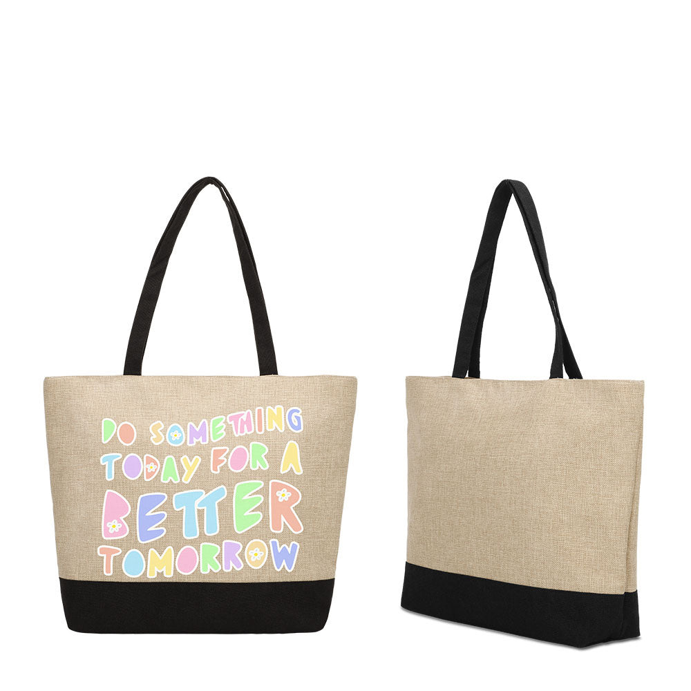 Sublimation Shopping Bags With Black Base-Flax/Natural Linen-36x48cm – LOPO