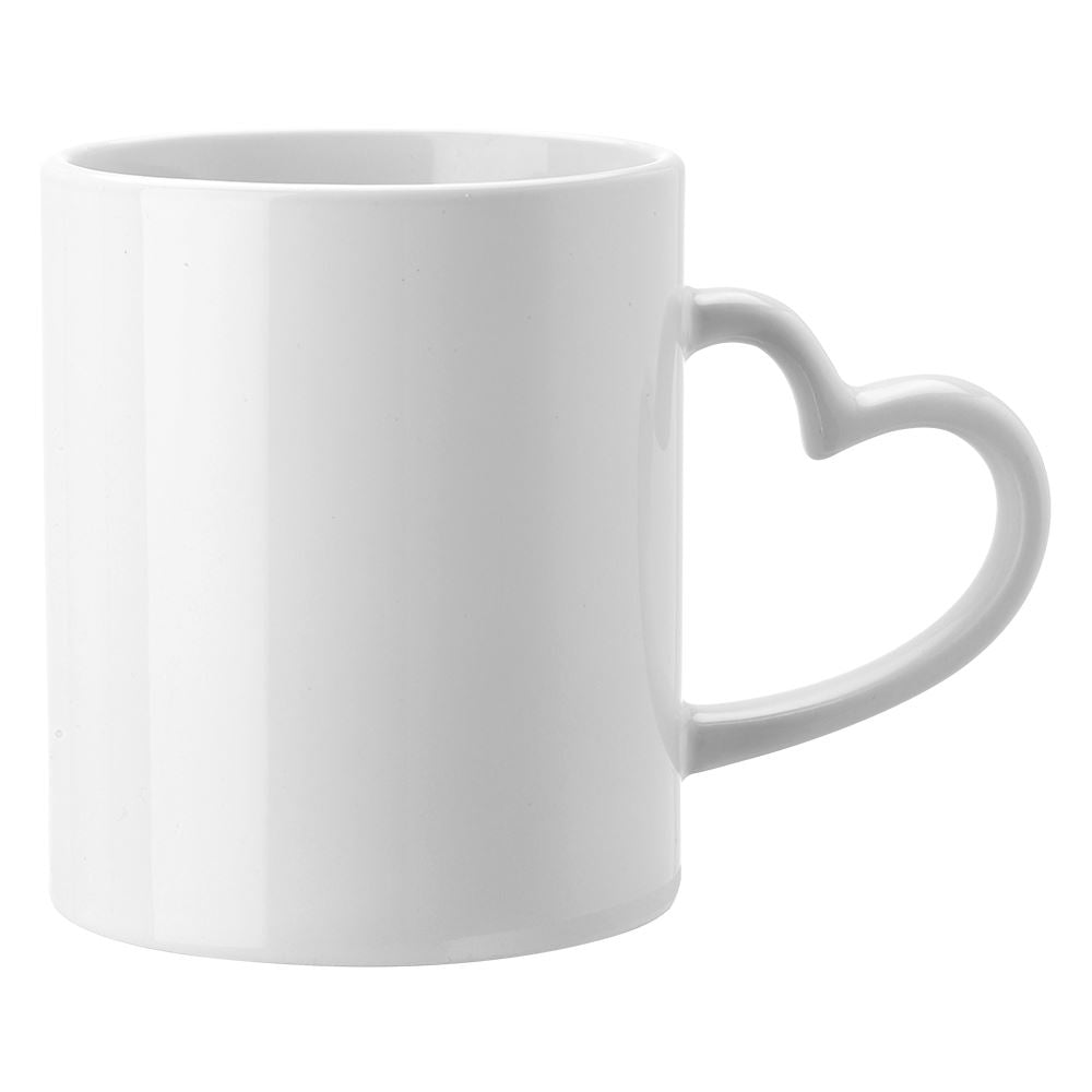 11OZ White Heart Handle Sublimation Mug – LOPO